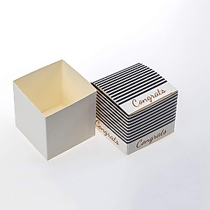 JANOU Graduation Gift Paper Candy Boxes DIY Congrats Cap Stripes Cardboard Sweet Boxes with Ribbons for Graduation Ceremony Party Favors Pack 24pcs