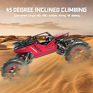 RC Monster 2 in 1 Remote Control Car for Boys Girls, 1:14 Scale 25+ KM/H RC Trucks Car 2.4GHz All Terrains Off Road Monster Crawler Vehicle Toy with 2 Rechargeable Batteries (Red)