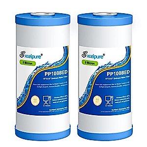 EXCELPURE Whole house 10" x 4.5" (5 Micron） Sediment Water Filter Compatible with Culligan GE FXHTC, RFC-BBSA, W50PEHD, GXWH40L, GXWH35F, GNWH38S, Dupont WFHD13001, Pentek R50-BB（2 PACK）