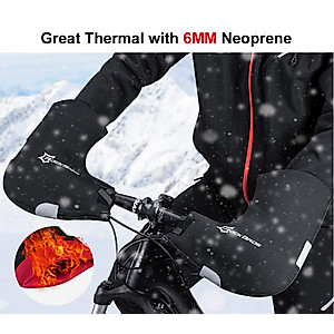 ROCKBROS Cycling Pants for Men Windproof Thermal Fleece Winter Athletic Bike Pants Handlebar Mittens Cold Weather Mountain Bike Handlebar Mittens