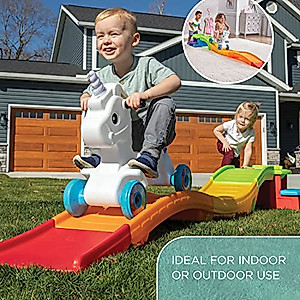 Step2 Unicorn Up and Down Roller Coaster for Kids – Ride On Toy for Indoor/Outdoor Use – Secure Ride, Skill Building Toddler Toy, Assembled Dimensions: 12.75” H x 110” W x 27” D