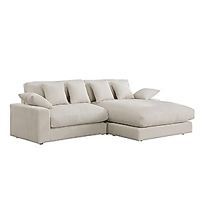 Lilola Home Mystic Beige Corduroy Reversible Sectional Sofa Chaise