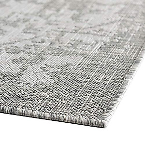 Unique Loom Jill Zarin Outdoor Collection Medallion Area Rug (9' 0 x 12' 0 Rectangular, Gray)