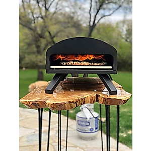 Bertello Outdoor Pizza Oven Black + Pizza Peel Combo. Outdoor Wood Fired Pizza Oven and Portable Pizza Oven