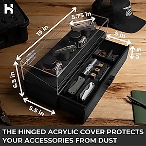 Watch & Pocket Knife Display Case – Switch Up Your Display with the Modular Pillars – Comes with Vegan Leather Padding and 4 Extra Pillars – The Combo Deck Pro – Lifetime Assarance Included