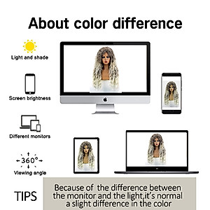 Fencca Ash Blonde Long Curly Wigs for Women Ombre Color Heat Synthetic Curly Wig Mix Blonde Curly Wavy Wig Layered Natural Daily Party Wig