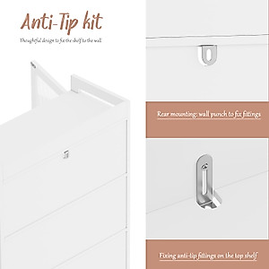 STDDRE Over The Toilet Storage Rack with Toilet Paper Holder Double Acrylic Door 3 Tier Freestanding Toilet Storage Rack Bathroom Storage Cabinet