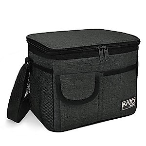 Tirrinia Insulated Lunch Box for Women Men, Leakproof Thermal Reusable Lunch Bag with 4 Pockets for Adult, Cooler Bag Tote for Office Work, Black
