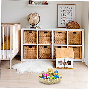 Alipis 3Pcs bamboo three piece set Bread Basket Tray wicker food shallow plate fruit rattan basket wicker basket tray fruit display basket Rattan Bread Basket wicker tray dining table egg