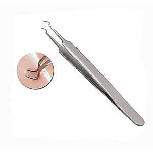 1Set(3PCS) Silver Professional Remove Blackheads Tweezers Set - Stainless Steel Straight/Slanted & Pointed Splinter/Bend Curved Blemish Extractor Tool for Acne Zit Cystic Blemish Whitehead Popping