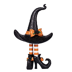 Haute Decor Halloween Witch Hat with Legs 17 Inch Tall Tabletop Figurine