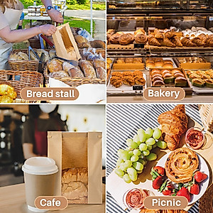 MAQIHAN 24 Bread Bags with Reusable Ties - Homemade Sourdough Bread Storage Bags Brown Paper Bagel Loaf Bakery Bags with Window Toast Bags with Resealable Ties Disposable Baked Goods Sale Packaging