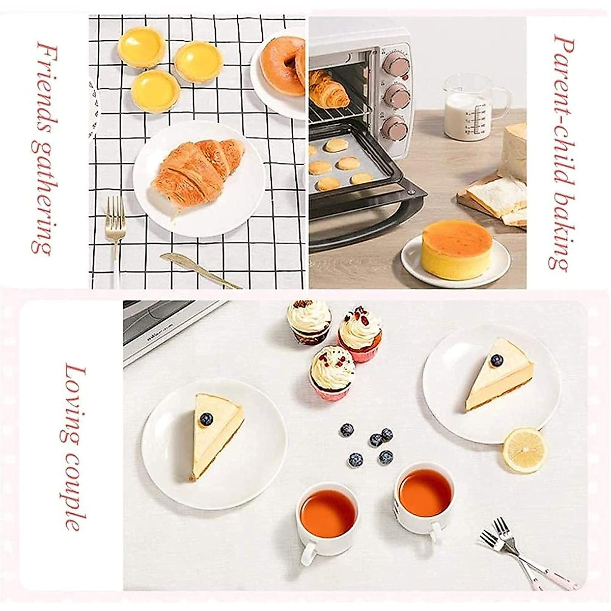 Tabletop Electric Oven 20L Multifunctional Small Oven Bread Baking Machine 1200W Includes Grilled Net, Enamel Pickup Clamp and Baking Pan