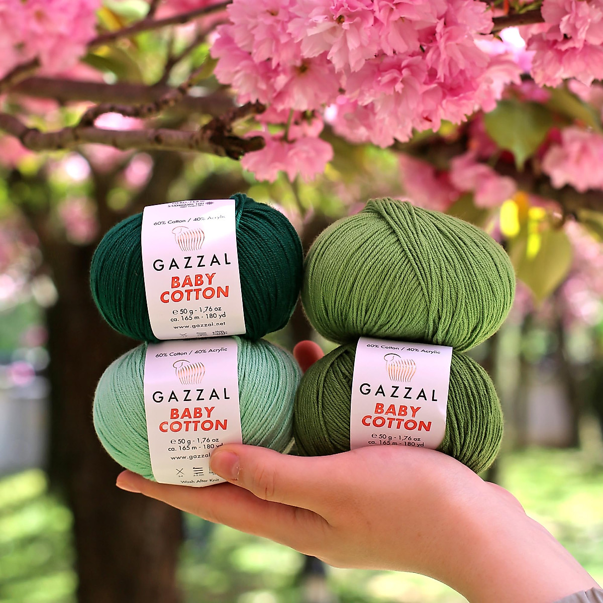 5 Skein (Pack) Total 8.8 Oz. Gazzal Baby Cotton Each 1.76 Oz (50g) / 150 Yrds (165m) Soft, Fine Baby Yarn, 60% Cotton, Blue - 3428