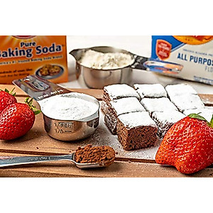 Measuring cup and spoon set stainless steel 13 inch 18/8 stainless steel: 7 measuring cups and 5 measuring spoons, with a professional magnetic measurement conversion table