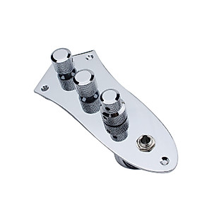 Guyker 2-Band Preamp/Tone Control with Adjustable Gain for JB Bass (with Jazz Bass Control Plate, Dome Control Knobs and Stacked Knob)