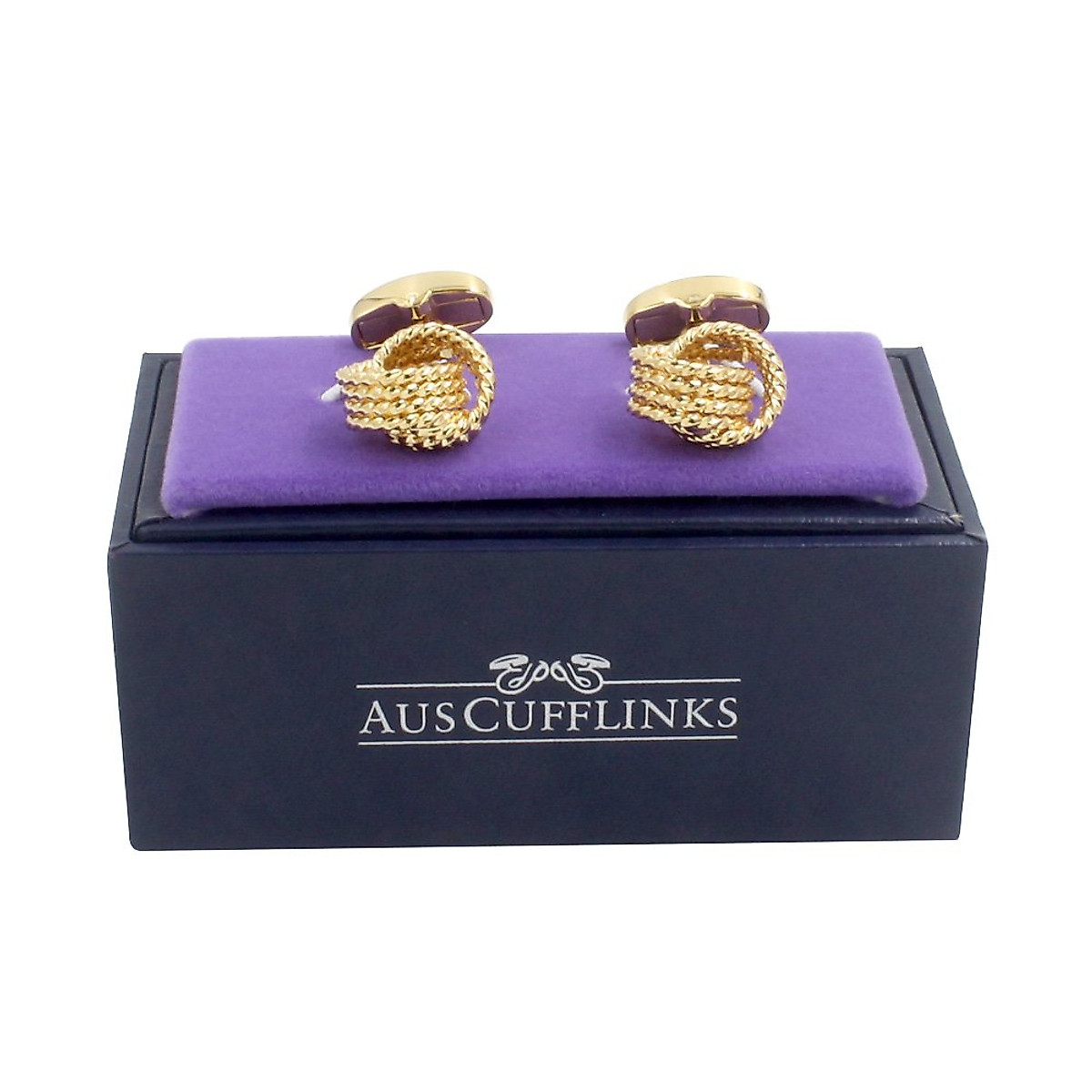 Gold Cuff Links | Gold Knot Cufflinks for Men | Golden Link Cufflinks | Premium Cuff Links | Husband Present
