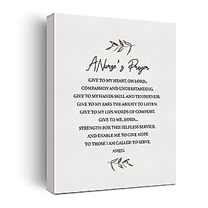 Nurse Gifts for Women Men Frame, A Nurse's Prayer Poster Canvas Wall Art Painting Ready to Hang for Home/Office/Living Room Decor - Nurse Graduation Gifts Healthcare Gift - Easel & Hanging Hook 11.5x15 Inch