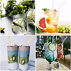 JASHII 8pcs Black Glass Straws, Reusable Crystal Drinking Straws Glass Colorful, Shatter Resistant with 2 Cleaning Brush for Smoothies Milkshakes Juices Boba Teas(7.87''x0.3'')