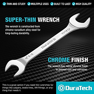 DURATECH Super-Thin Open End Wrench, SAE, 5/8inchx11/16inch