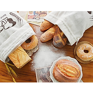 FEXIA 2 Pack Bread Bags for Homemade Bread Sourdough Organic Linen Sourdough Bread Bags 17" x 13" XL Reusable Linen Bread Bags Sourdough Bread Baking Supplies Bread Storage Housewarming Gift