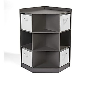 Badger Basket Corner Cubby Toy Storage Unit for Kids with 4 Removable Baskets - Charcoal (98813C)