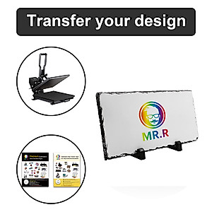MR.R Sublimation Blank Rectangular Rock Slate Photo Plaque Picture Frame, Customized Photo Frame Novelty For Wedding,Birthday,Baby Birth (12x22cm)
