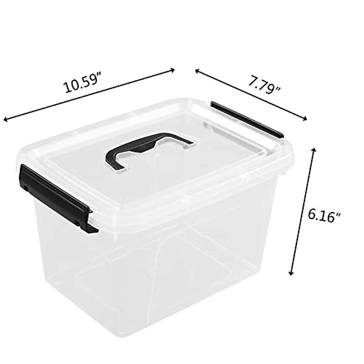Jandson 5.5 Quart Clear Latching Storage Box, Plastic Container Bin, 6 Packs