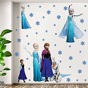Frozen Wall Decals Colorful Cute for Kids Self-Adhesive Vinyl Removable Wall Decals DIY Decorations for Nursery Girls Bedroom Playroom Living Room Murals (15.7 X31.4 in)