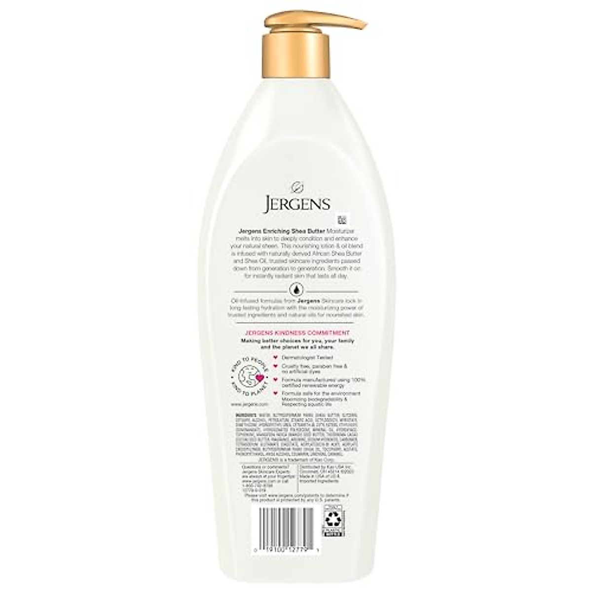 Jergens Shea Butter Hand and Body Lotion, Deep Conditioning Moisturizer, 3X More Radiant Skin, with Pure Shea Butter, Dermatologist Tested, 26.5 Oz