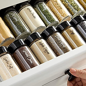 Talented Kitchen 272 Spice Labels Stickers, Clear Spice Jar Labels Preprinted for Seasoning Herbs Kitchen Spice Rack Organization, Water Resistant, Black and White Script