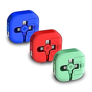 Gartmost 3 Pack Three in One Charging Cable Cord. 3 in 1 Charging Cable Retractable. Compatible USB C(Type-C)/Micro USB/IP, Compatible with Phone, Android, Tablet (Blue+Red+Green)