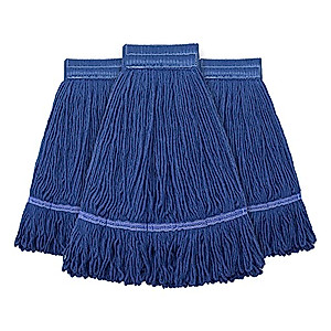 3 Pack,String Cotton mop Heads, Rope mop Heads, Heavy Duty Commercial mop Heads, Wet Industrial Blue Cotton Ring end Replacement mop Heads, Industrial mop Heads, Machine Washable (Blue)