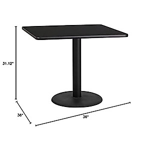 Flash Furniture Stiles 36'' Square Black Laminate Table Top with 24'' Round Table Height Base