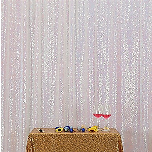Eternal Beauty Iridescent Sequin Wedding Backdrop Photography Background Party Curtain, 5Ft X 7Ft