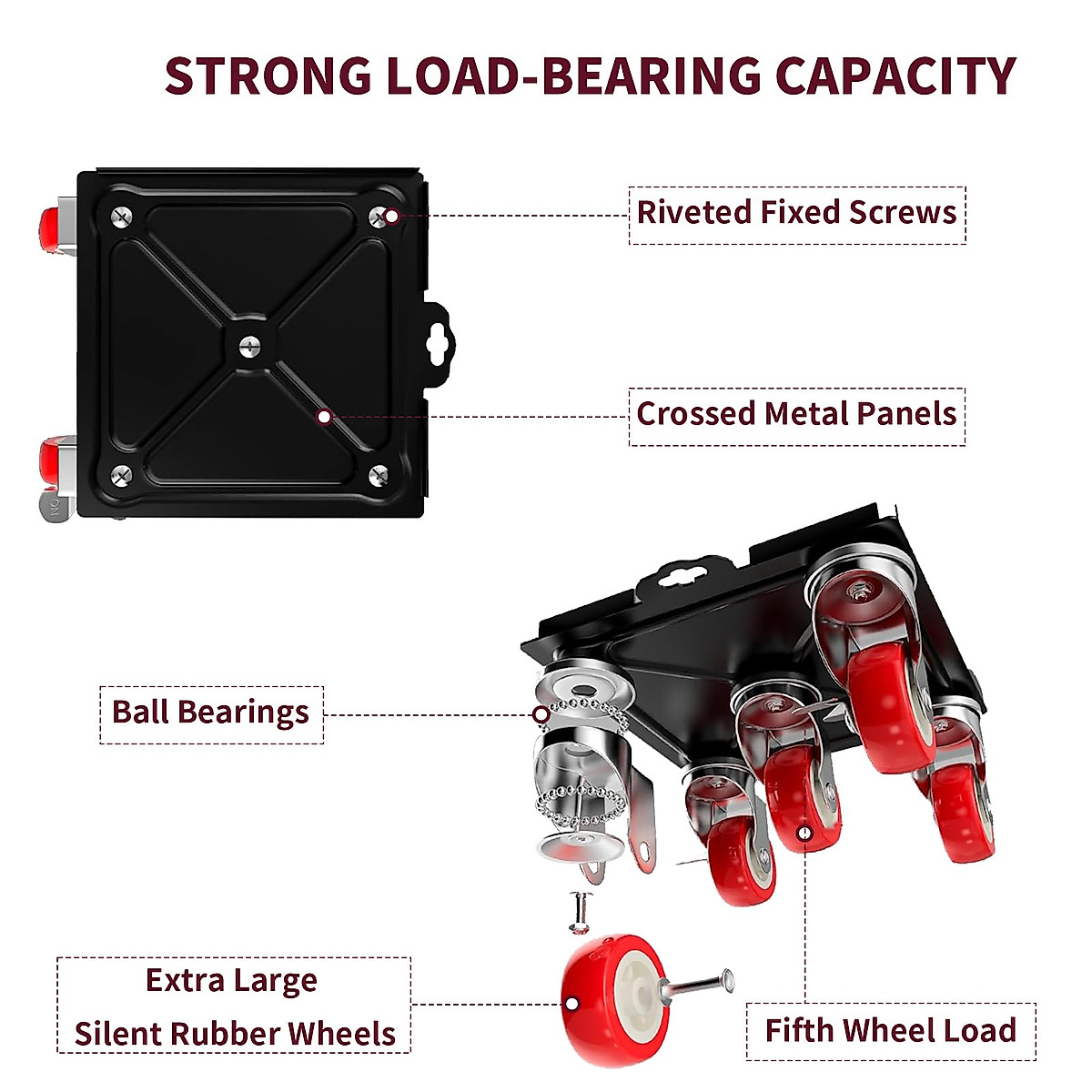 MAOERFUL Furniture Dolly Heavy Duty Furniture Movers with 5 Silent Rubber Wheels Carbon Steel Panel Furniture Lift Mover Tool Set, Perfect for Appliance, Sofa, Tables, Cabinet Piano - Max Load 3300LBS