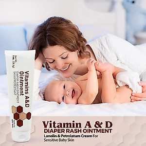 MEDca Vitamin A & D Diaper Rash Ointment- Protectant Cream for Sensitive Baby Skin - Lanolin & Petrolatum Formula, Dry-Cracked Hands/Feet/Face Skin, 1oz Tube, Pack of 4