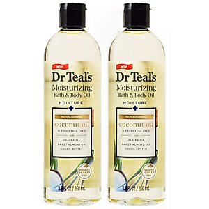 Dr. Teals Coconut Bath & Body Oil Gift Set (2 Pack, 8.8oz Ea.) - Nourishing Coconut Essential Oils Blended with Sweet Almond Oil & Cocoa Butter - Paraben & Phthalate Free - at Home Spa Kit