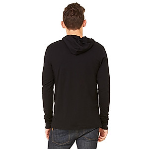 Bella + Canvas Unisex Jersey Long-Sleeve Hoodie, Small, BLACK