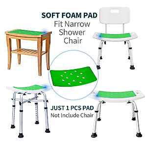 Soft Cushion for Shower Seat, Bath Chair Mat 14" x 10", Non-Skip Foam Pad for Shower Chair, Bathroom Shower Stool Mat for Elderly, Handicap & Disabled, Cover Shower Bench