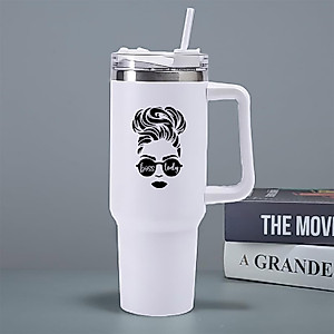 Boss Lady Gifts for Women - 40 oz Insulated Tumbler with Handle & Straw - Best Boss Appreciation Gift, Funny Coffee Mug for Work, Office, Birthday, Christmas, Farewell Gift for Boss or Coworker