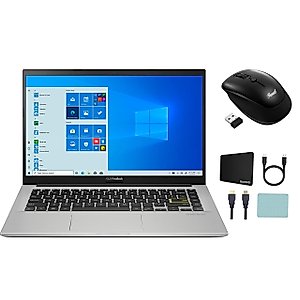 ASUS Vivobook 14'' FHD (1920x1080) Laptop, Intel i3-1005G1, 1.2GHz, 4GB DDR4, 512GB SSD, Intel HD Graphics 610, WiFi, Bluetooth, Webcam, HDMI, Windows 10 Home, White + Accessories