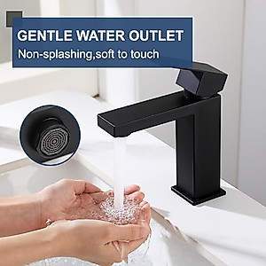 SevenGelok Black Bathroom Faucet Bathroom Sink Faucet One Hole Faucet 【All SUS304 Stainless Steel 】 Single Handle 1 Hole Vanity Faucets for Bathroom Sink NO-Lead Matte Black Bathroom Faucet, SF3-BK