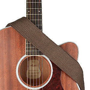 BestSounds Guitar Strap 100% Soft Cotton Genuine Leather Ends Strap for Acoustic Guitar, Electric Guitar, Bass & Mandolins (Coffee)