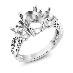 Gem Stone King 925 Sterling Silver Customized and Personalized Name Engraved Promise Love Gemstone Birthstone Fashion Mothers 3-Stone Ring For Women (Size 9)
