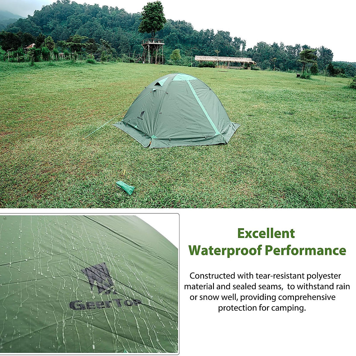 GEERTOP 2 Person Backpacking Tent 4 Season Double Layer Lightweight Waterproof Cold Weather Tent for Camping,Hunting, Hiking, Climbing, Outdoor Travel - Easy Set Up