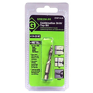 Greenlee DTAP1/4-20 Combination Drill, Tap, and Deburr Bit with Quick Change Hex, 1/4-20 NC