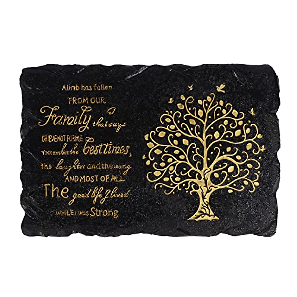 Tree of Life Song Memorial Stepping Stone,Weight 2.9 lbs Sympathy Garden Stone for Loved One,Garden Remembrance Stones,Resin Outdoor Decor (Black)