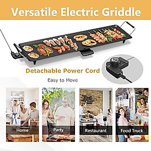MEDIMALL 35 Inch Electric Griddle Nonstick, 2000W Teppanyaki Flat Top Grill Extra Large Cooking Surface, Indoor Outdoor Pancake Griddle Skillet w/Adjustable Temperature for Hosting Party, Camping, BBQ
