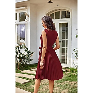 GRACE KARIN Formal Dresses for Wedding Guest Pleated A-line Cocktail Dresses Wine Red XL